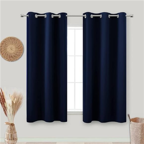 Accents | Navy Blue Bathroom Sink Curtains For Window 2 Panels Set ...